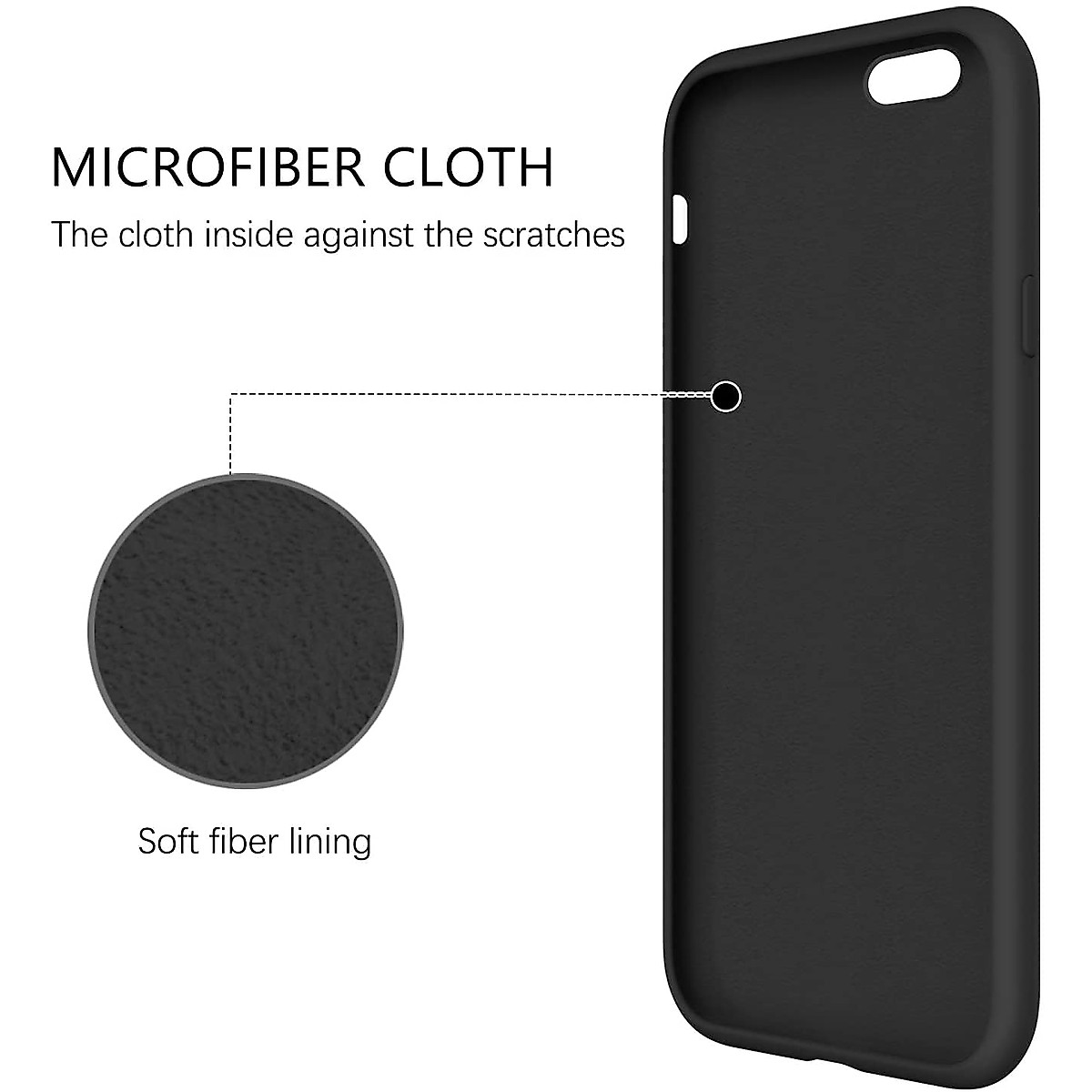 GUAGUA iPhone 6s Case iPhone 6 Case Liquid Silicone Soft Gel Rubber Slim Thin Light Microfiber Lining Cushion Texture Cover Shockproof Full Body Protection Phone Cases for iPhone 6/6S Black