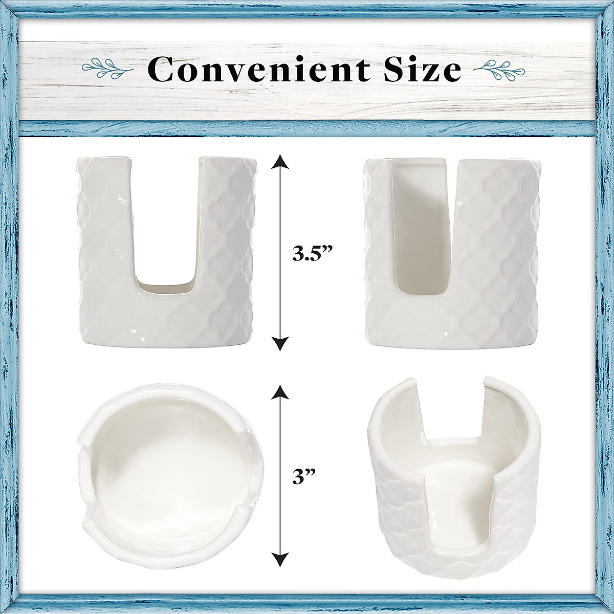 Home Acre Designs Sponge Holder for Kitchen Sink - Rustic Farmhouse Home Kitchen Decor - White Ceramic