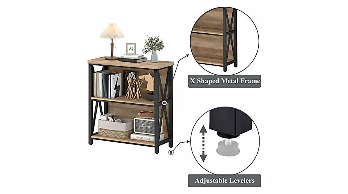 Shop FATORRI Rustic Oak Small Bookcase | Space-Saving Design
