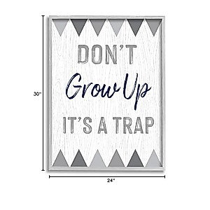 Stupell Industries Growing Up is A Trap Phrase Rustic Triangles, Designed by Ashley Calhoun Gray Framed Wall Art, 24 x 30, Grey