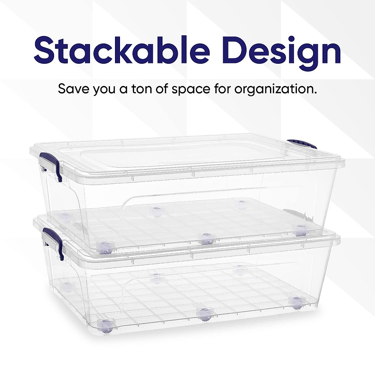 Superio Storage Bins with Lids, Clear Plastic Containers for Organizing, Stackable Totes, BPA Free, Odor Free, Organizer Boxes for Home, and Dorm (4 Pack, 42 Quart)