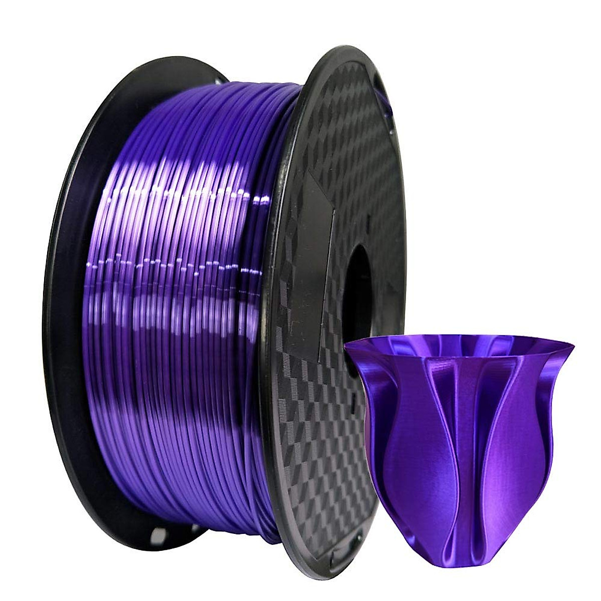 Silk Purple PLA 1.75mm 3D Printer Filament 1KG (2.2 LBS) Silky Shiny Purple 3D Printing Material Metallic Dark Violet Purple Color HZST3D
