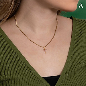 Amberta Allure Unisex 9ct Yellow Gold Cross Pendant: Small Cylindrical Cross Pendant