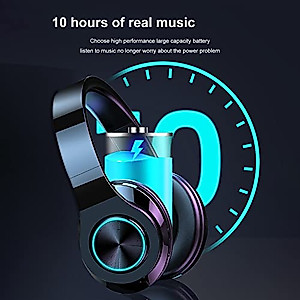 Niaviben 3 in 1 Wireless Headphones Bluetooth Headset Color LED Light Gaming Headset Stereo Headset with Microphone MP3 Player Headset White