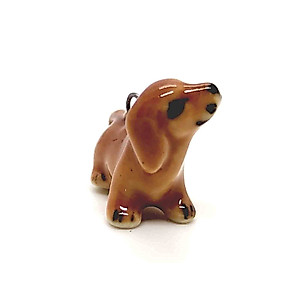 SSJSHOP Dachshund Dollhouse Small Figurines Hand Painted Ceramic Animals Dog Lover Collectible Gift Home Garden Decor (Pendent), Black
