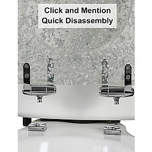 Angol Shiold Resin Round Toilet Seat Glitter Silver, Slow Quiet-Close Heavy Duty Acrylic Toilet Seats for Standard Toilets, Easy Installation & Cleaning (Round 17", Silver Foil, Upgraded hinge)