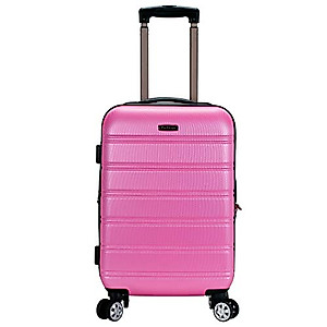 Rockland Melbourne Hardside Expandable Spinner Wheel Luggage, Pink, Carry-On 20-Inch