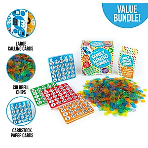 Regal Games - Family Bingo Bundle - Includes 100 Unique Bingo Cards, 75 Jumbo Calling Cards, 1000 Colorful Chips - Fun Family-Friendly Game - Ideal for Large Groups, Parties, Game Nights - Ages 8+