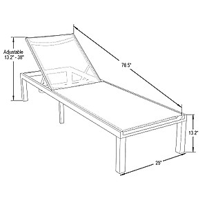 LeisureMod Marlin Poolside Outdoor Patio Lawn and Garden Modern Black Powder Coated Aluminum Frame Suntan Sling Chaise Lounge Chair, Set of 2