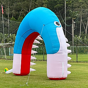 Inflatable Shark Mouth Arch Inflatable Shark Archway Entrance 13ftx13ft with Blower for Sea World Event Birthday Party Ocean Theme Decoration