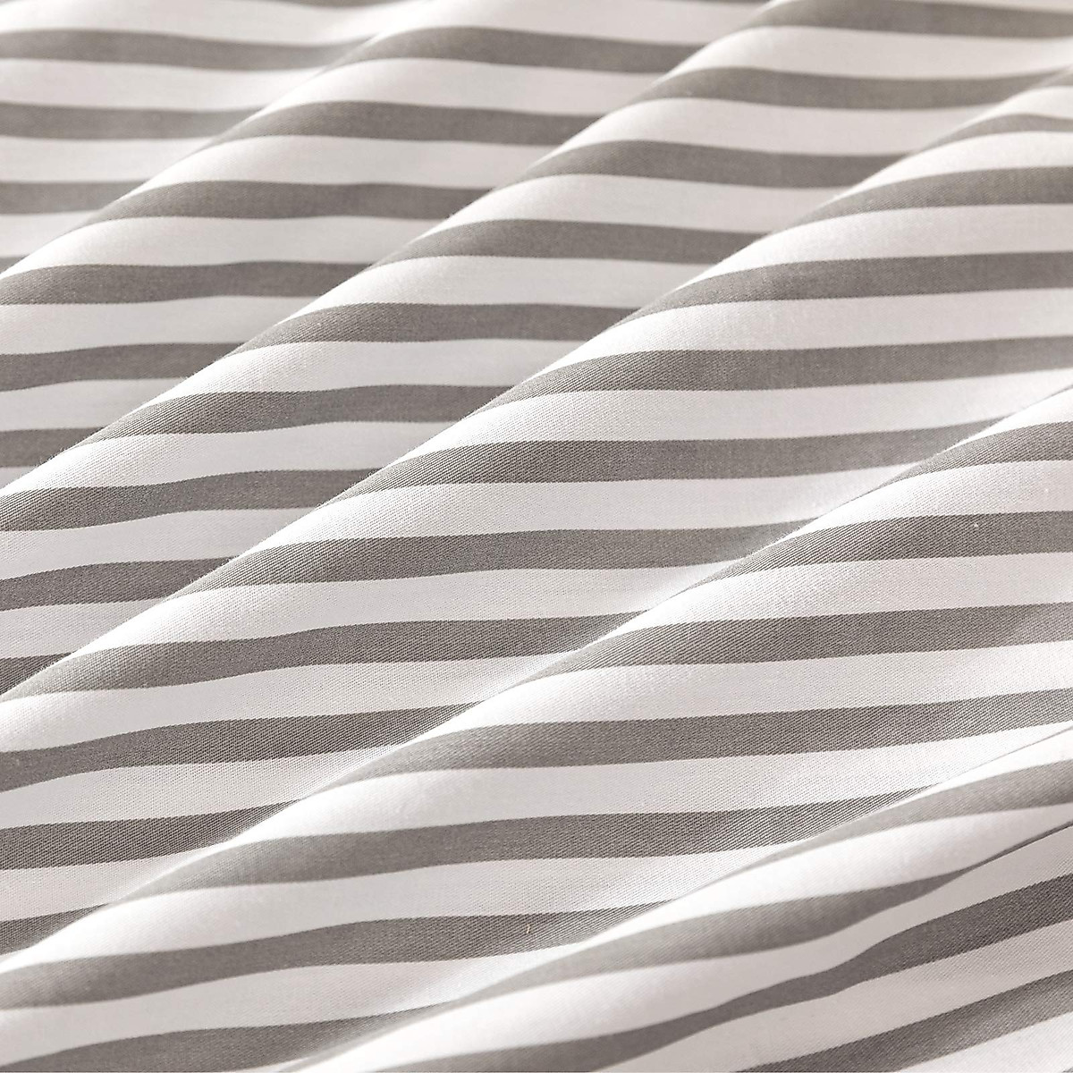 JELLYMONI 4-Piece Striped Cotton Sheet Set | Ultra-Soft, Brushed Bedding Sheets & Pillowcases | Wrinkle Free, Comfortable, All-Season Bed Sheets(Grey,Queen)