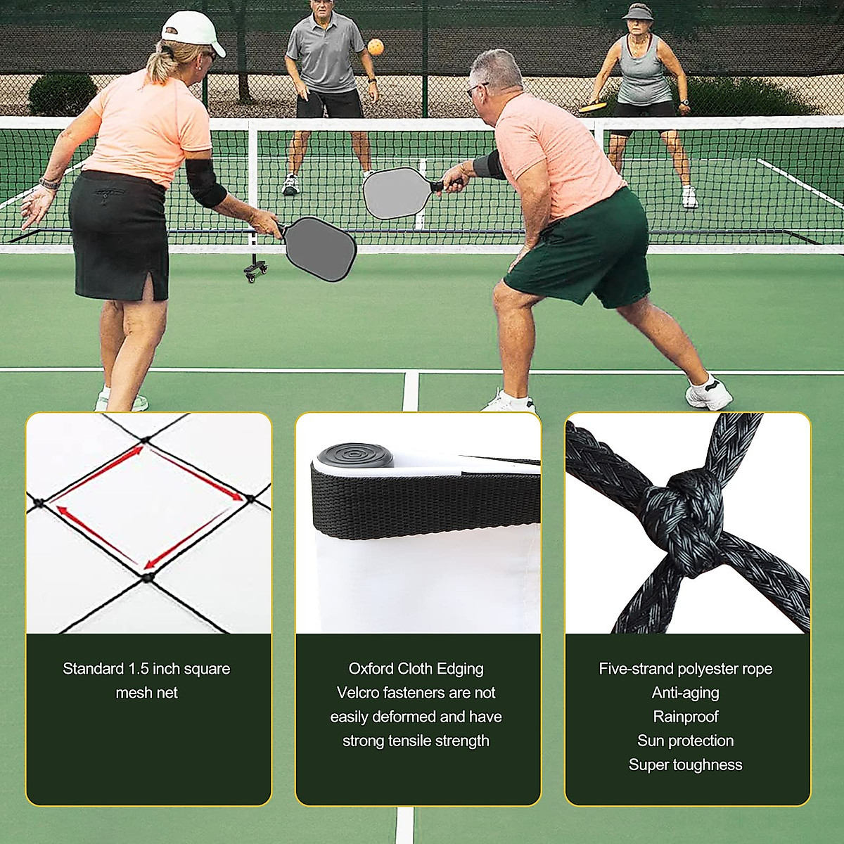 Progoal Badminton Pickleball Net System with Universal Wheel,Movable Steady Metal Frame,Strong Nylon Net and Carrying Bag,22 Feet Portable Height Adjustable Net for Pickleball and Other Games