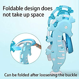 Yellow Ladder Step Potty Seahorse Pattern Adjustable Seat Step Stool with Step Stool,up to 50kg,Toilet Seat with Stairs for Children Travel & Home WC Use