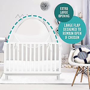 KinderSense® - Baby Safety Crib Tent - Premium Toddler Crib Topper to Keep Baby from Climbing Out - See Through Mesh Crib Net - Mosquito Net - Pop-Up Crib Tent Canopy to Keep Infant in