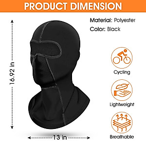 Balaclava Long Neck Face Mask - Dustproof Windproof - Hood Beanie Thermal Tactical Mask - Outdoor Sports - Adult Motorcycle, [1pc] Black