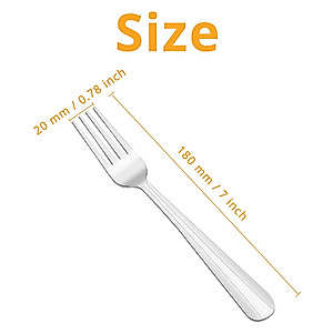 MJIYA Dinner Forks Silverware Set, Dominion Heavy Duty Forks, Stainless Steel Salad Forks Multipurpose Use for Home, Kitchen or Restaurant (M (12PCS)) (7 inch 12 Pack)