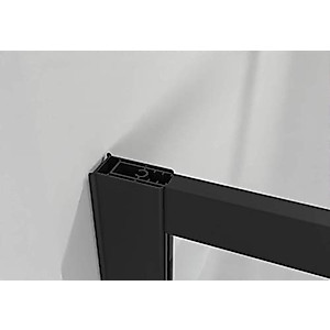 Goodyo 34" X 72" Shower Door Clear Tempered Glass Framed Shower Screen Walk-in Black Finish