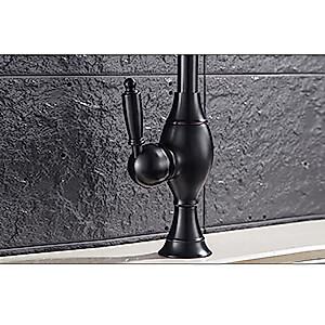 Kitchen Faucet Single Handle 360° Rotation Kitchen Sink Faucet Deck Mounted Hot and Cold Water Kitchen Faucets Brass Black Commercial Kitchen Sink Taps Heavy Duty