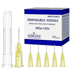 PENACUL 30 Gauge 1/2 Inch 13mm Sterile Disposable Needle,Pack of 100