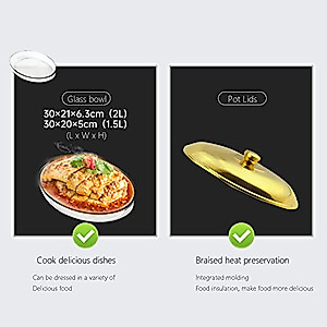 IGUATU Food Heater - Buffet Server and Heater, Burner to Keep Food Warm, Hot Pot Buffet Set with Toughened Glass Lid, Clear Lid Server Hot Pot Buffet Set,(Size:2L,Color:Silver)