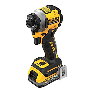 DEWALT 20V MAX ATOMIC Cordless Impact Drill Driver Kit, 1/4 Inch, Battery and Charger Included (DCF850E1)