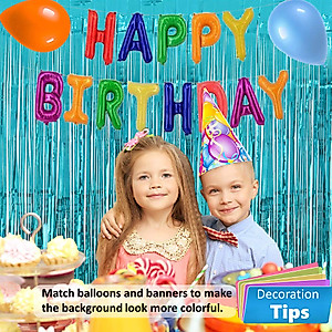 Moohome 2 Pack Teal Blue Foil Fringe Curtain, Fringe Backdrop Curtains for Birthday Wedding Engagement Bridal Shower Bachelorette Party Decorations