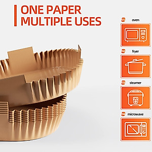 Rumia Air Fryer Liners Disposable Parchment Paper Square,7.9-inch (Fit 5-8 QT) Airfryer Liners for Air Frying, Baking, Roasting Microwave, Unbleached Oil-proof Food Grade Parchment Paper(100Pcs 8inch)