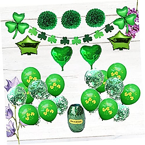 jojofuny 1 Set white ballons white balloons st patricks day balloons irish carnival latex balloons paper garland burlap banner balloons kit emulsion decorate pompom four leaf props