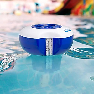 Aquatix Pro Pool Chlorine Floater Dispenser with Thermometer for 1 to 3 inch Tablets, Large & Durable Floating Dispenser for Spa, Hot Tub, Jacuzzi, In-ground & Above Ground Pools, Adjustable Flow Rate