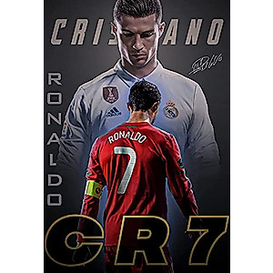 CR7 Cristiano Ronaldo Poster for Wall Art Signed Football Soccer Wall Mount - 12 x16 Inch (LAMINATED)