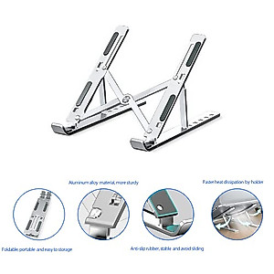 ChashenHa Laptop Stand, Laptop Stand for Desk Aluminum Alloy Adjustable Height Foldable Laptop Stand for MacBook Air/Pro, Samsung, Microsoft, Lenovo, Dell, iPad, Any Laptop(Silver)