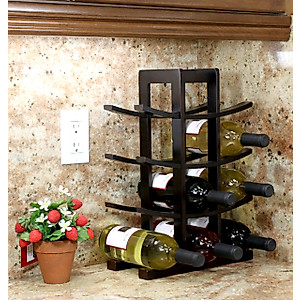 Oceanstar 12-Bottle Bamboo Wine Rack, Dark Espresso