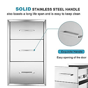 ARTYUIO Outdoor Kitchen Drawers Stainless Steel 17W x 30H x 21D Inch BBQ Storage Cabinets Drawers with Handles, Flush Mount Double Drawers,1 Paper Towel Holder for Outdoor Kitchen
