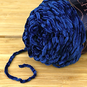 JubileeYarn Chenille Yarn - Worsted Weight - 100g/cake - Iolite - Dark Midnight Blue Velvet - Crochet and Knitting Yarn - 2 Cakes