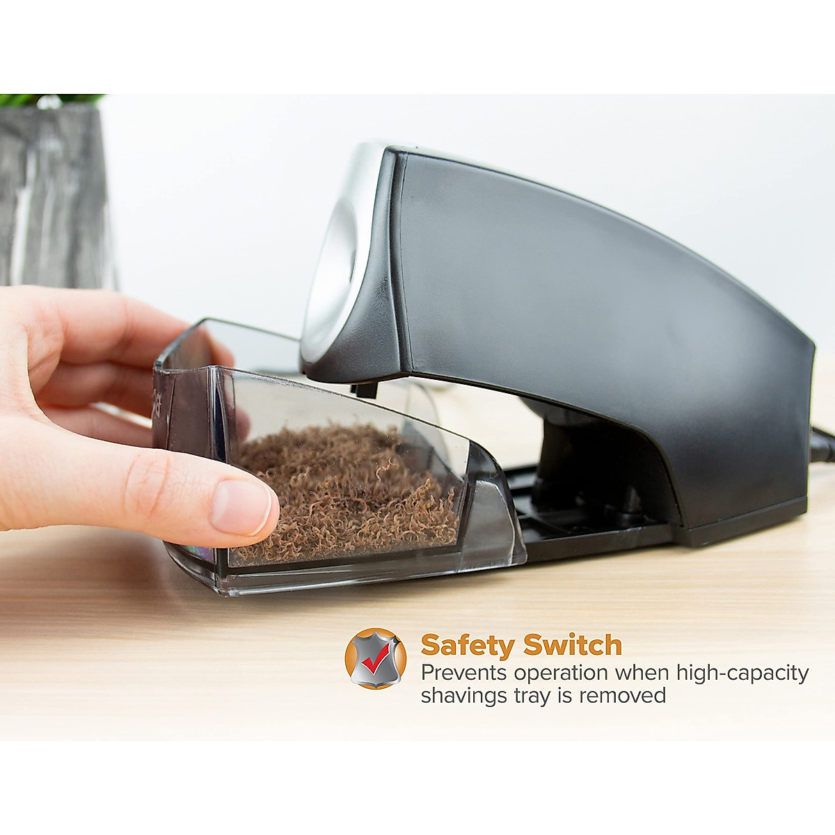 Compact Desktop Electric Pencil Sharpener, Black, Sold as 1 Each