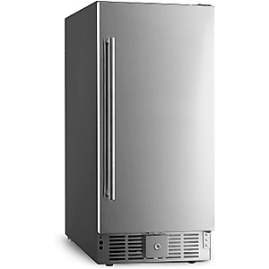 WATOOR 15 Inch Built-in Fridge Stainless Steel Beverage Cooler Under Counter Refrigerator with 36-61°F Temperature Range - Soda and Beer Refrigerator