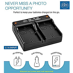 BM LP-E6N Dual Bay Battery Charger for Canon EOS R, EOS R5, EOS R6, EOS R6 II, EOS R7, EOS 90D, EOS 60D, EOS 70D, EOS 80D, EOS 5D IV, EOS 6D, EOS 6D II, EOS 7D, EOS 7D II, C700, XC10, XC15 Cameras