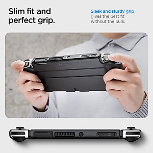 Spigen Thin Fit Designed for Nintendo Switch OLED Model 7 Inch and Joy-Con Controller Dockable Case with Kickstand Protective Case - Black