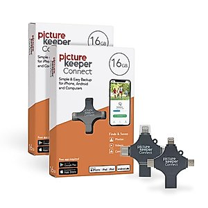 Picture Keeper Connect Photo & Video USB Flash Drive for Apple, Android, & PC Devices, 16GB Thumb Drive, 2 Pack