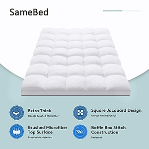 SameBed Mattress Topper Cal King,Extra Thick Mattress Pad Cover for Back Pain,Cooling Mattress Protector with 8-21 Inch Deep Pocket,Overfilled Down Alternative Filling