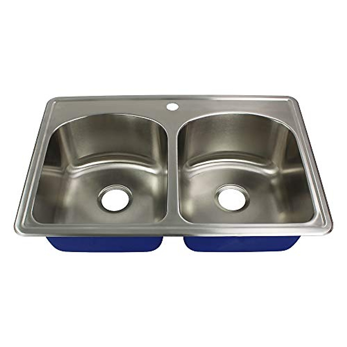 Transolid K-MTDD33229-1 Meridian 1-Hole Drop-in 50/50 Double Bowl 16-Gauge Stainless Steel Kitchen Sink Kit, 33-in x 22-in x 9-in, Brushed Finish