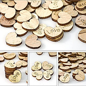 Lystaii 400pcs Rustic Wooden Love Heart Wedding Table Scatter Decoration Valentines’ Day Engraved Natural Wood Heart Table Confetti Children's DIY for Crafts Wedding Engagement Baby Shower Party