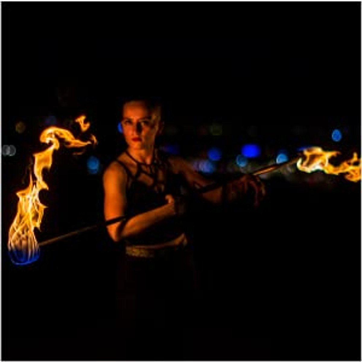FIRE MECCA Fire Staff – 3 Inch Woven Kevlar MoonBlaze Head – Custom Length – 60 Inch Length – Aluminum Tube Body – Flow, Spinning, Circus, Dance Prop – for Festivals, Ceremonies, & Performances