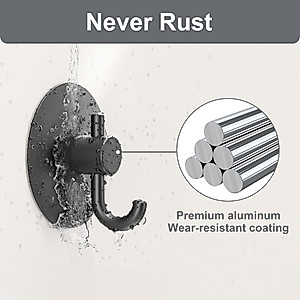jockcaras Adhesive Towel Hooks for Bathroom Wall: 4 Pack Sticky Hook Heavy Duty Coat Hanger, Sticking No Damage, Black