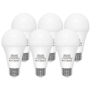 ORALUCE LED Light Bulbs 100 Watt - 120 Watt Equivalent, 15W 1600 Lumens 6500K Cool White LED Bulbs, E26 Medium Base, Non-Dimmable, UL Listed, 6Pack