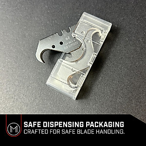 Mozart Universal Super Hook Utility Blade High-Carbon Ice Hardened Steel in dispenser, Ideal for Roofing, Flooring, Carpet, Drywall, Foam and other similar applications, Made in Germany (10 Pack)