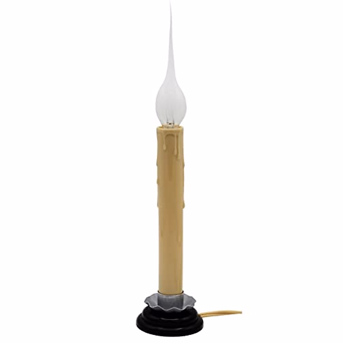 Creative Hobbies 7 Inch Electric Rustic Country Candle Lamp with On/Off Switch, 5 Foot Ivory Cord, Metal Base and 5W Silicone Bulb Included