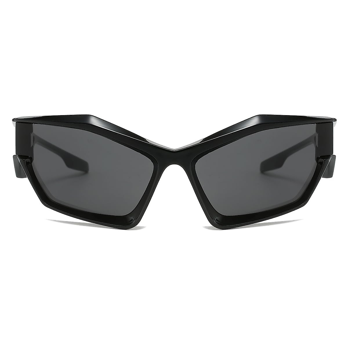 Gleyemor Trendy Wrap Around Fashion Sunglasses for Men Women, Cool Sport Y2K Sunglasses Future Style Glasses (Black/Grey)