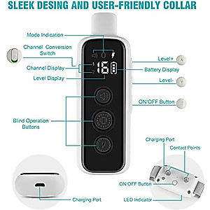 Bousnic Dog Shock Collar for 2 Dogs - (8-120lbs) Waterproof Rechargeable Electric Dog Training Collar with Remote for Small Medium Large Dogs with Beep Vibration Safe Shock Modes(Grey)