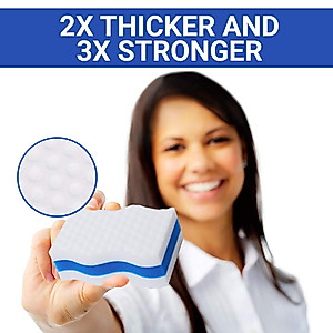 (25 Pack) Extra Durable Eraser Sponge by SCRUBIT - Kitchen, Bathroom, Floor & Wall Cleaner -Melamine Magic Cleaning Sponges - Extra Thick Erasers, Best Cleaning Supplies for The Toughest Stains & Dirt